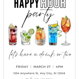 Happy Hour Party Invitation Template Happy Hour After Work Drinks ...