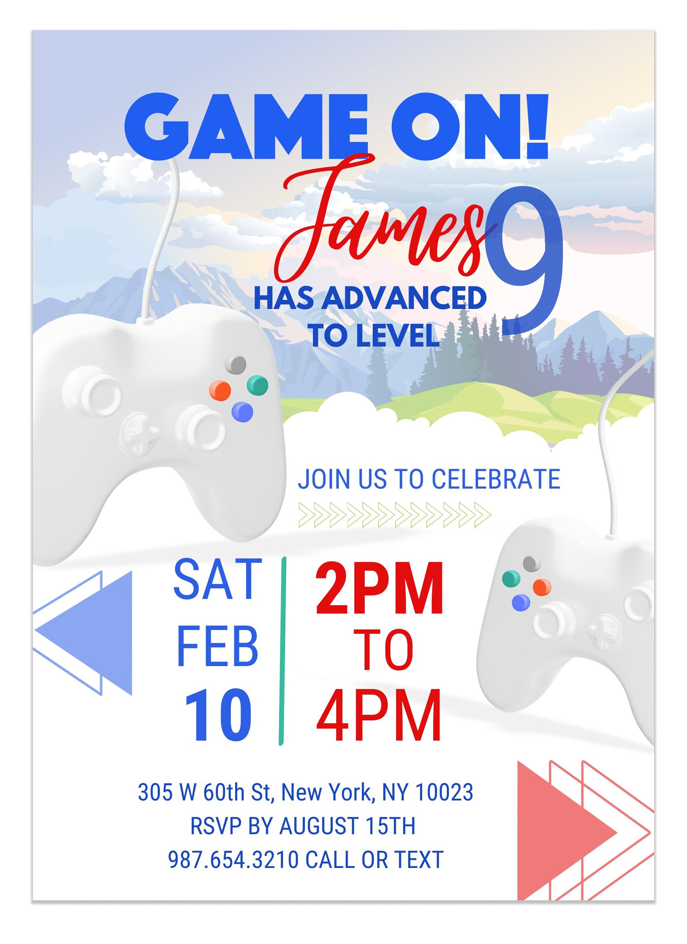 Video Game Birthday Invitation Template Gaming Party Video Game Party ...