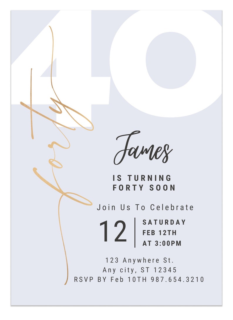 Forty Birthday Invitation Template 40th Birthday Invitation Forty Party ...