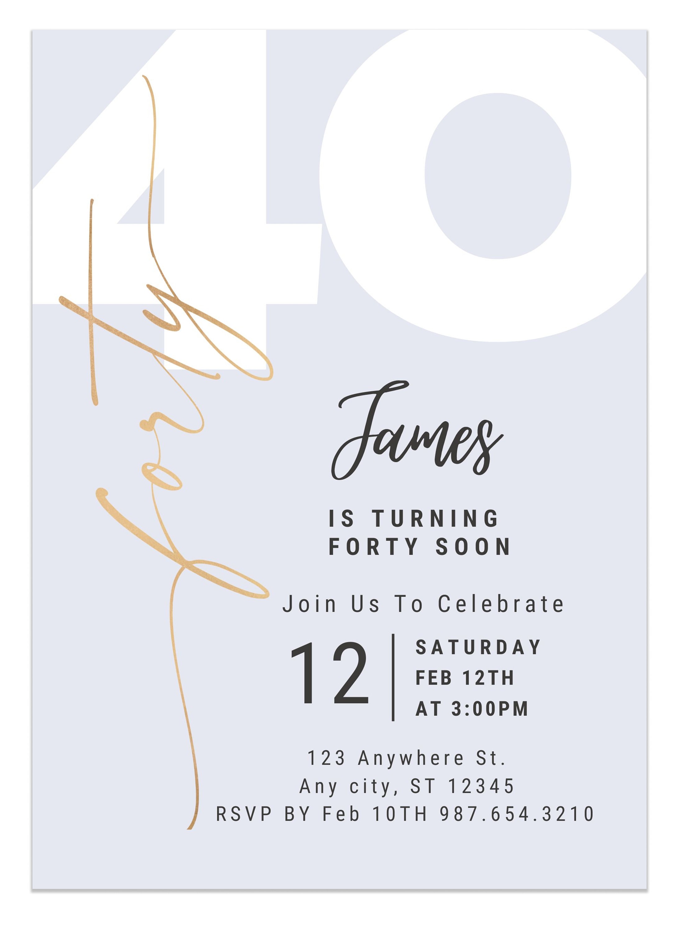 Forty Birthday Invitation Template 40th Birthday Invitation Forty Party ...
