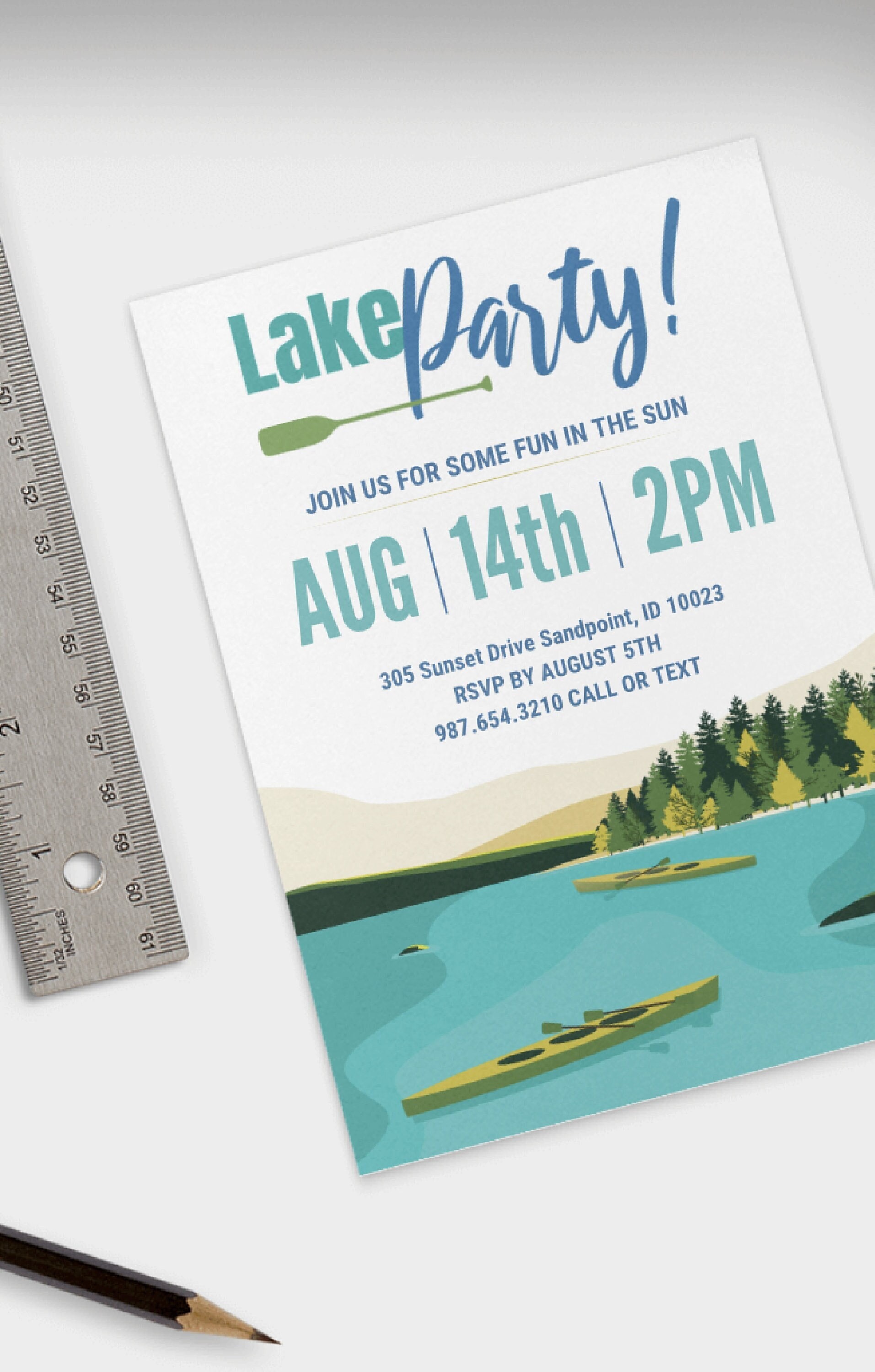 Lake Party Invitation Template Lake Celebration Cabin Party Summer ...