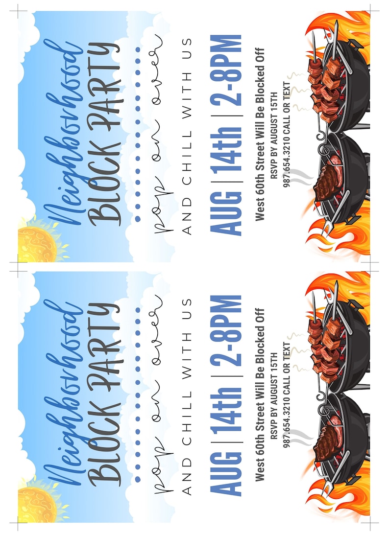 Neighborhood Block Party Invitation Template Street Party Annual Block ...