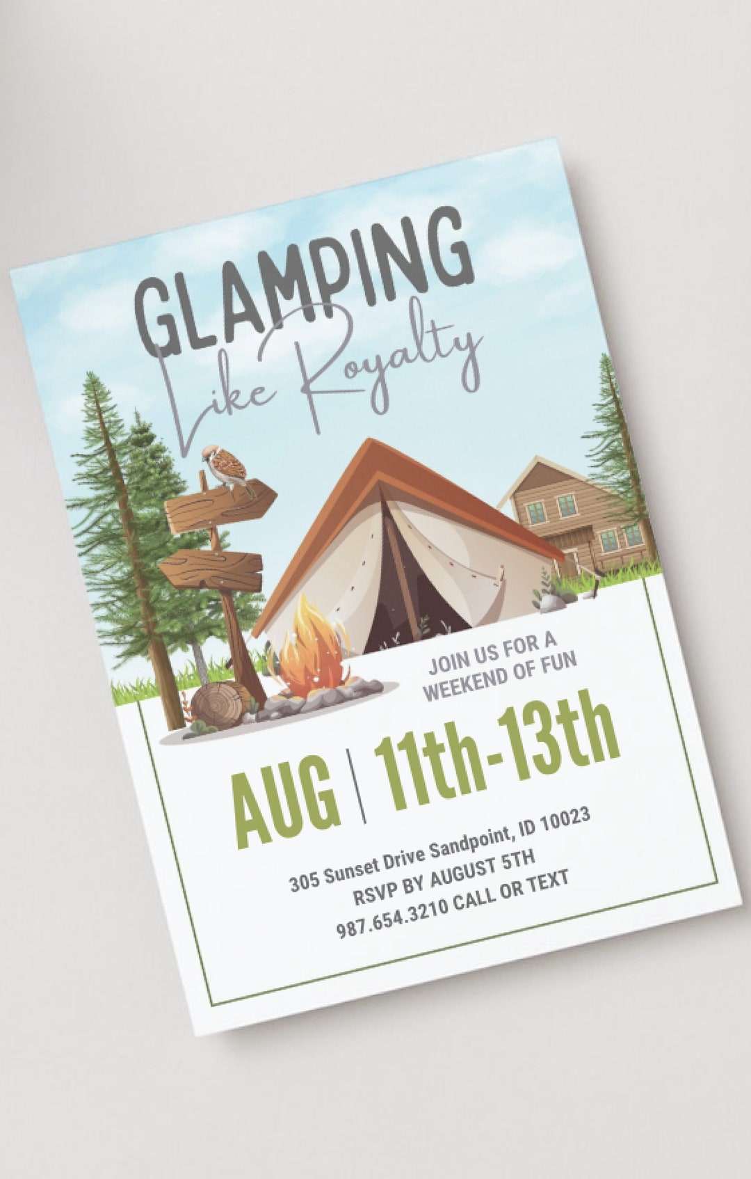 Day Glamping Like Royalty Invitation Template Camping Invitation ...