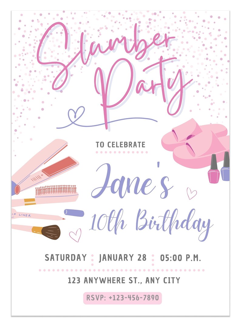 Slumber Party Invitation Template Sleep Over Invitation Pajama Party ...