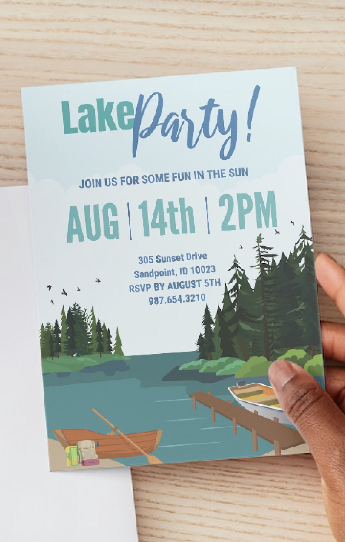 Lake Party Invitation Template Lake Celebration Cabin Party Summer ...