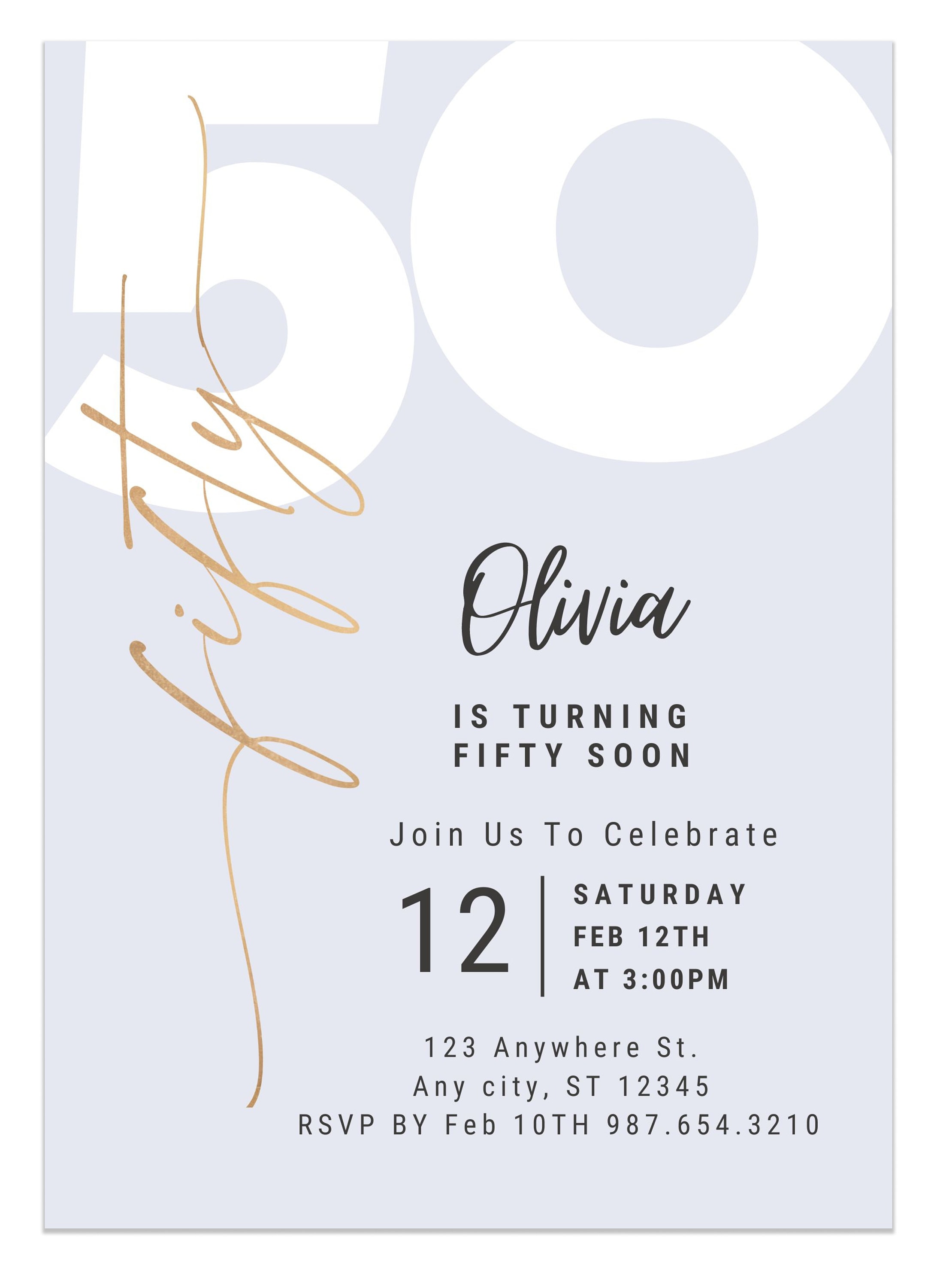 Fifty Birthday Invitation Template 50th Birthday Invitation Fifty Party ...