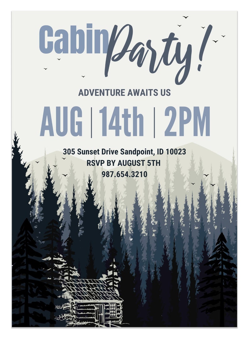 Cabin Party Invitation Template Cabin Birthday Cabin Celebration ...