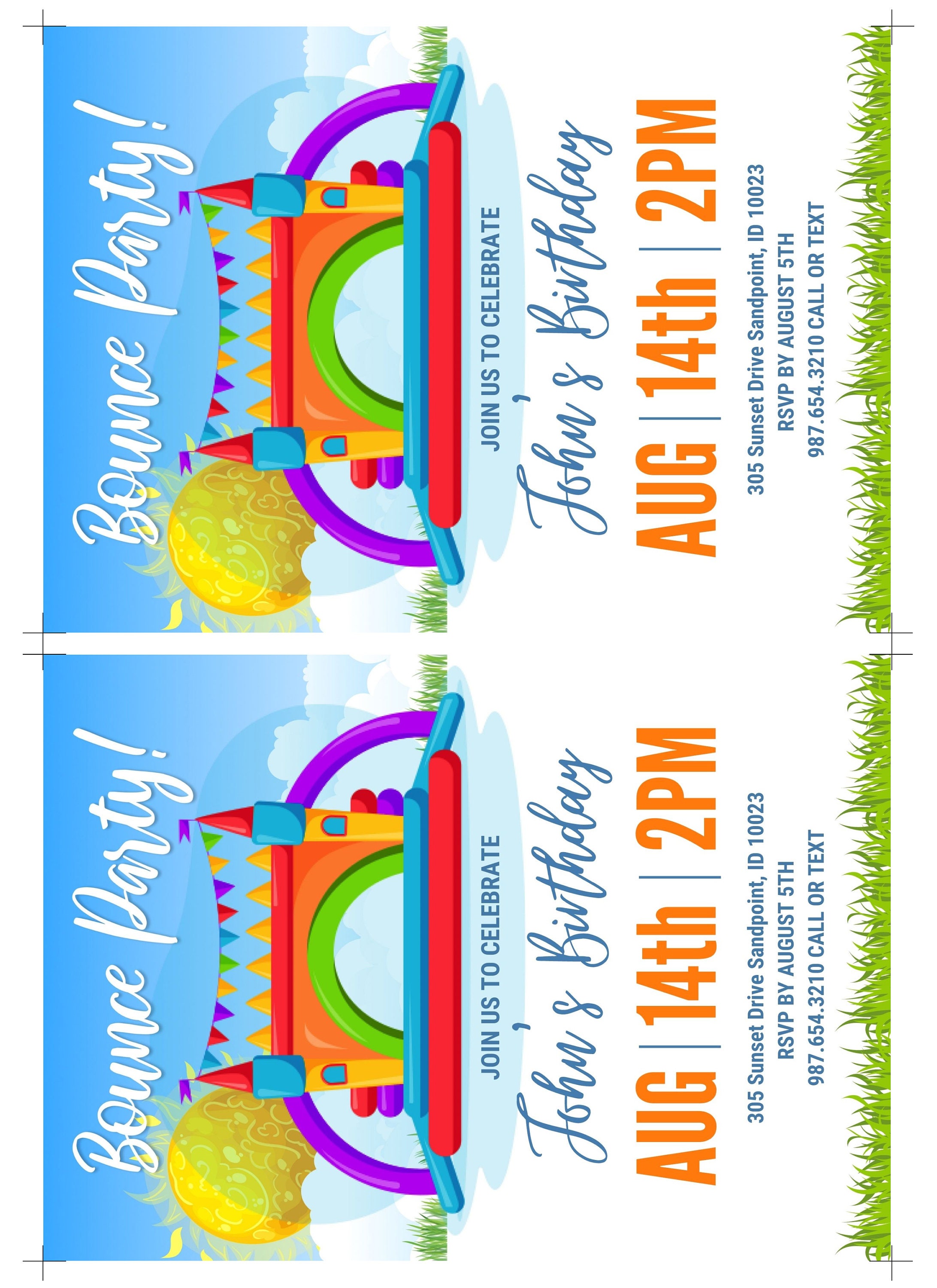 Bounce House Birthday Invitation Template Bounce Party Bounce Birthday ...