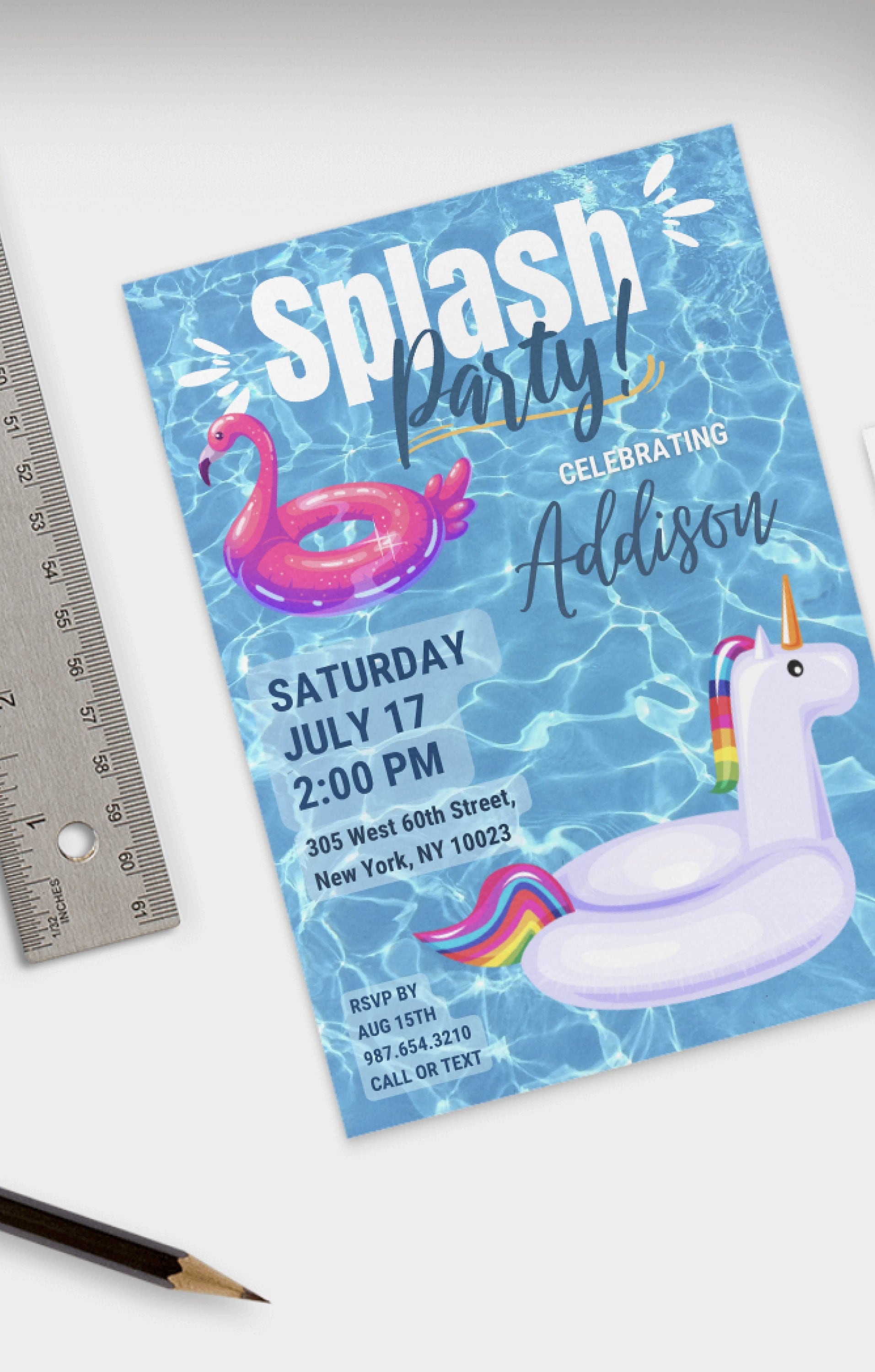 Splash Party Invitation Template Pool Party Birthday Party Invitation ...