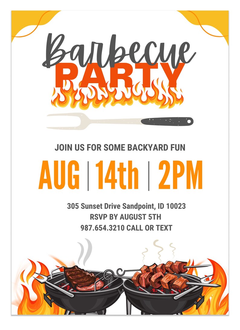 Barbecue Party Invitation Template Grilling Invitation Backyard ...