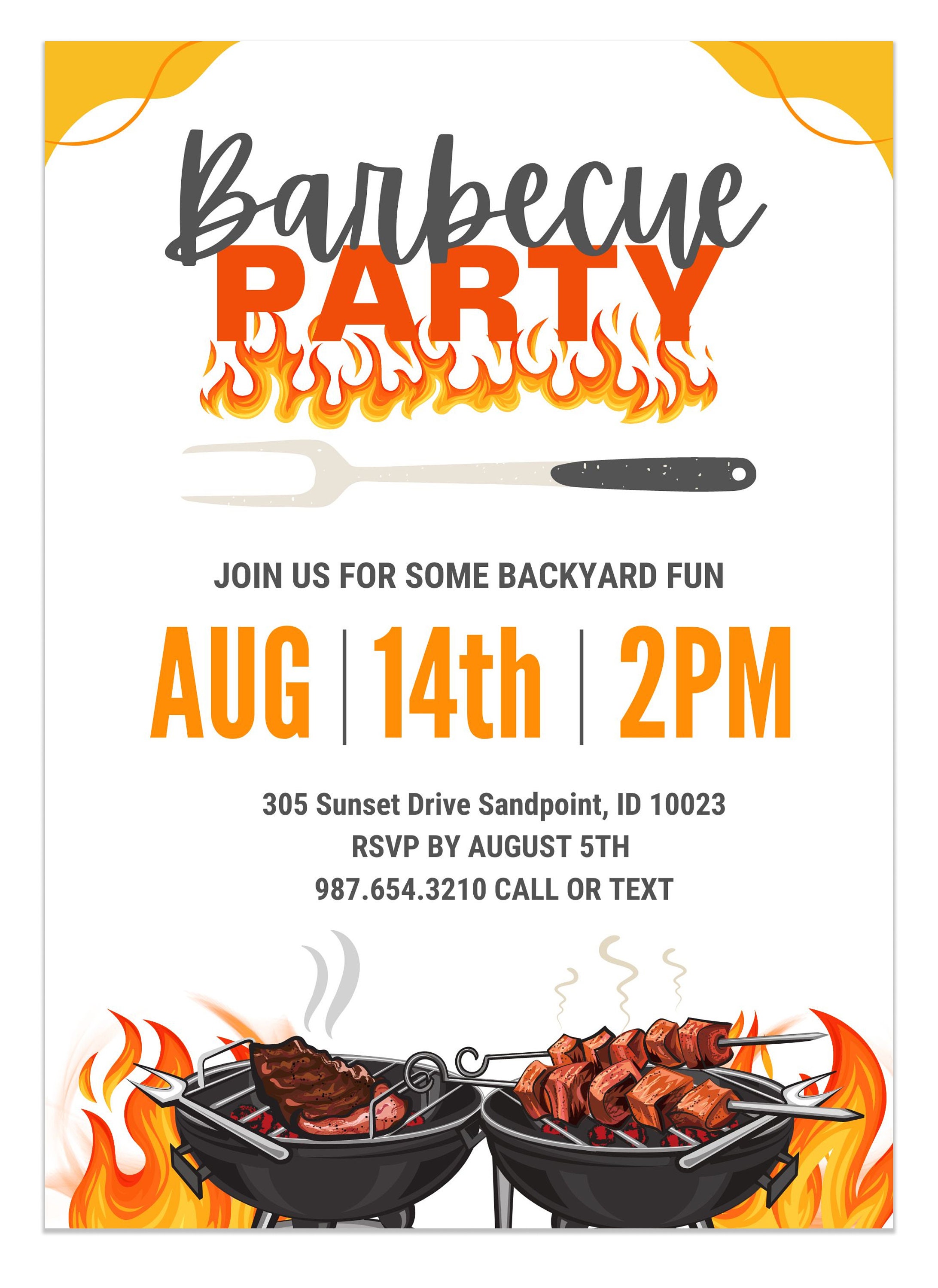 Barbecue Party Invitation Template Grilling Invitation Backyard ...