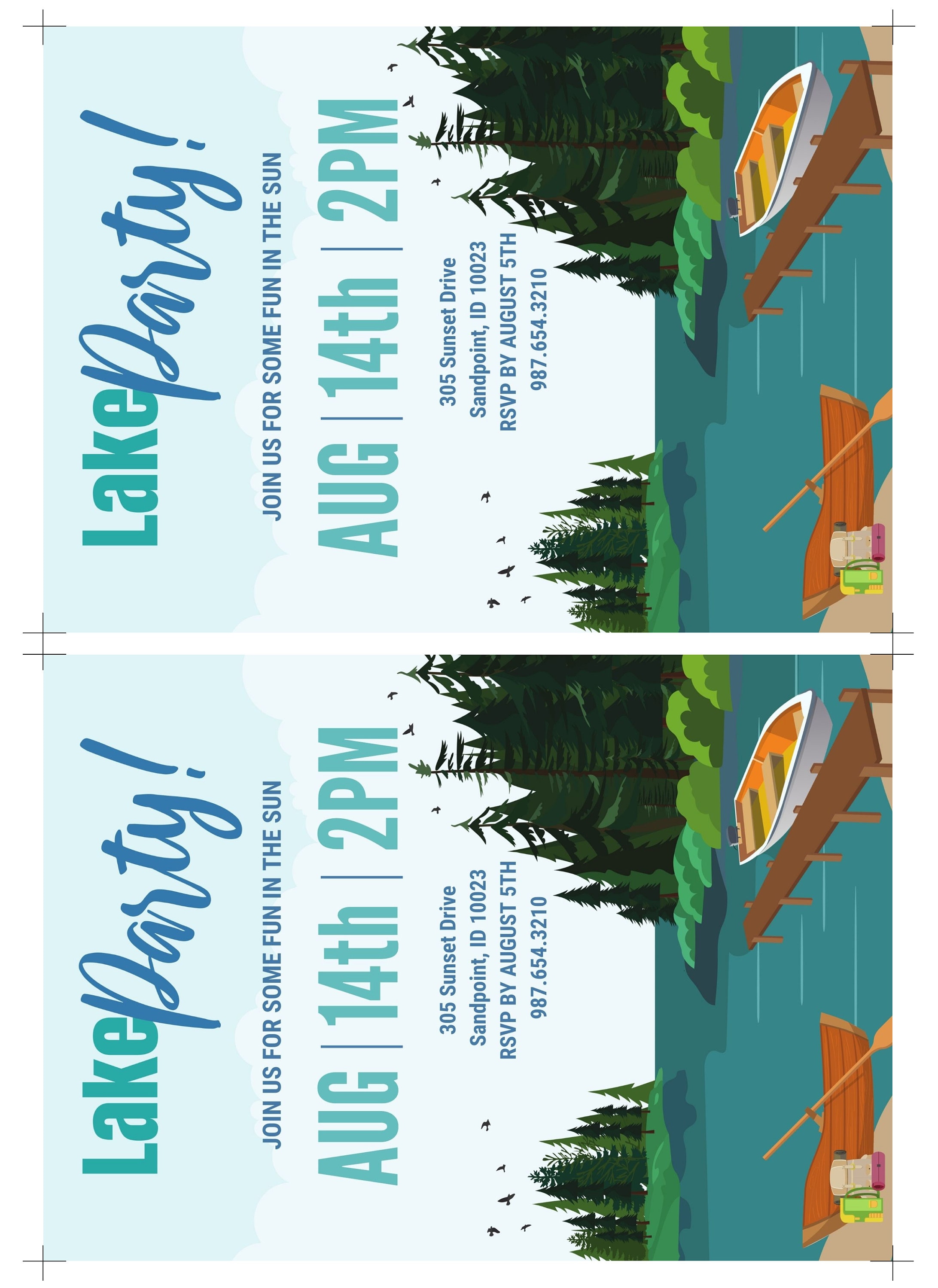 Lake Party Invitation Template Lake Celebration Cabin Party Summer ...