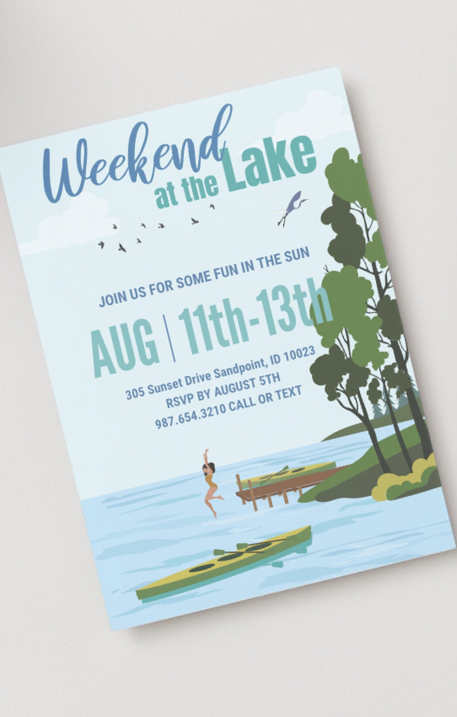 Weekend Lake Party Invitation Template Lake Celebration Cabin Party ...