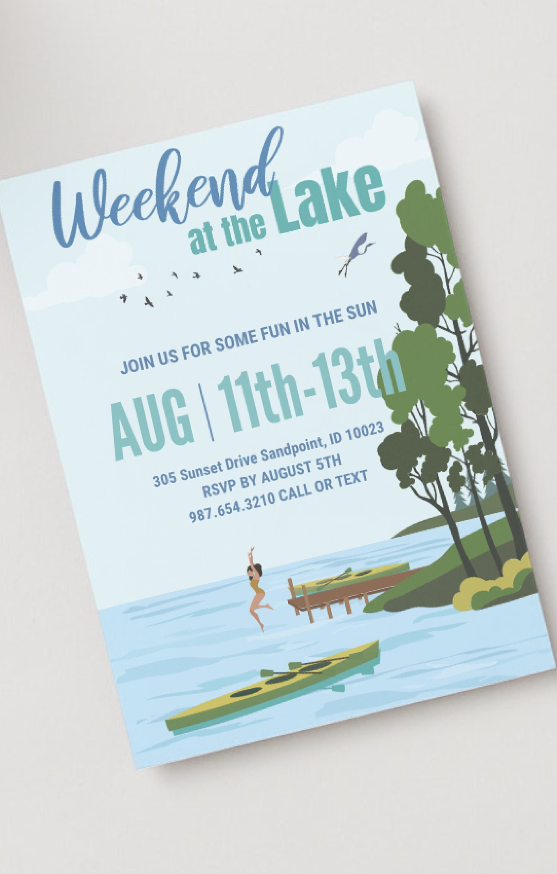 Weekend Lake Party Invitation Template Lake Celebration Cabin Party ...