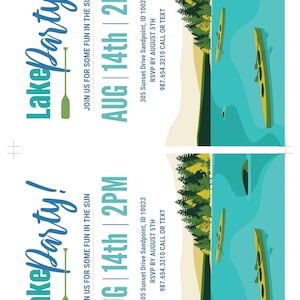 Lake Party Invitation Template Lake Celebration Cabin Party Summer ...