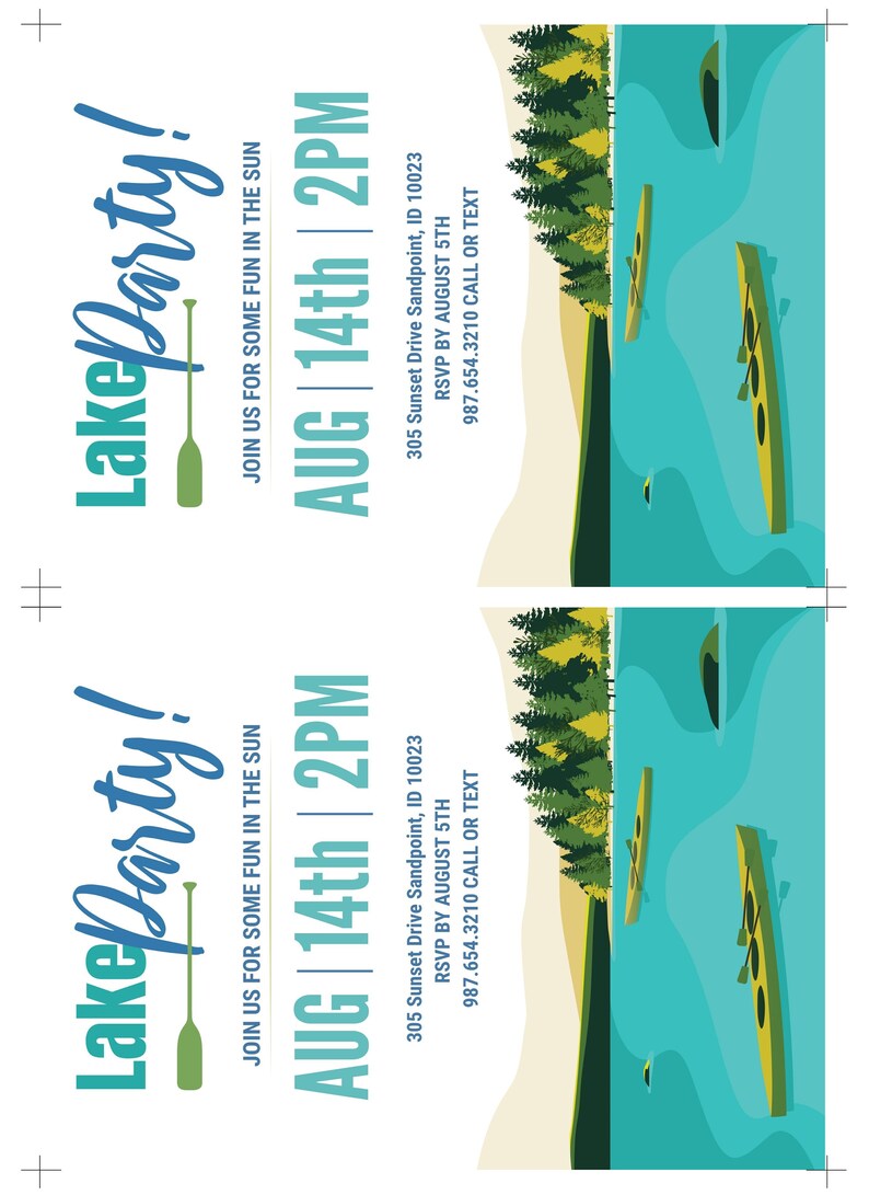 Lake Party Invitation Template Lake Celebration Cabin Party Summer ...