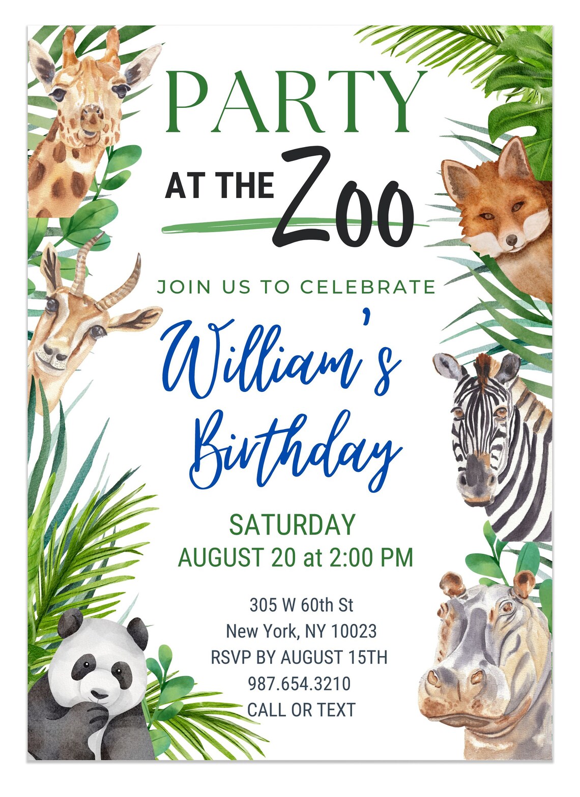 Zoo Birthday Invitation Template Zoo Party Animal Birthday Safari ...