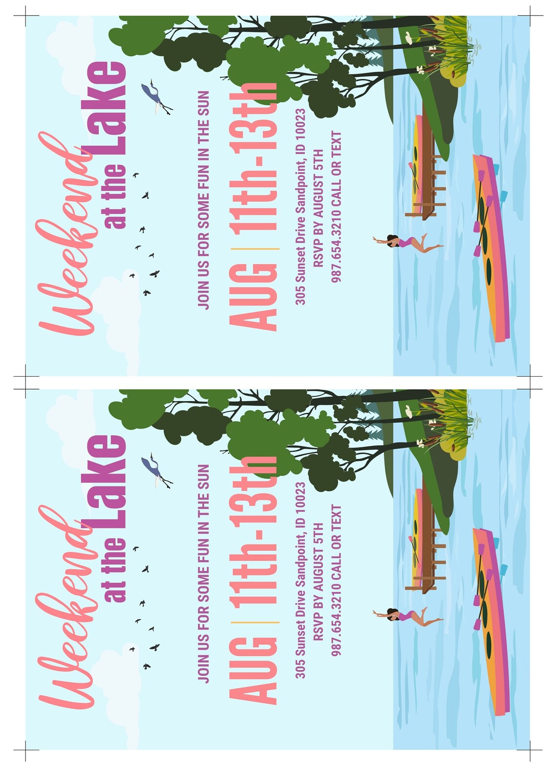 Weekend Lake Party Invitation Template Lake Celebration Cabin Party ...