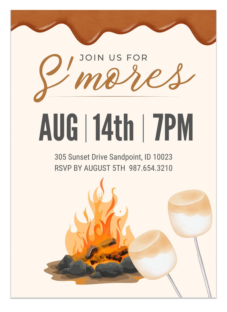 S'mores Invitation Template S'mores Campfire Outdoor Invitation ...