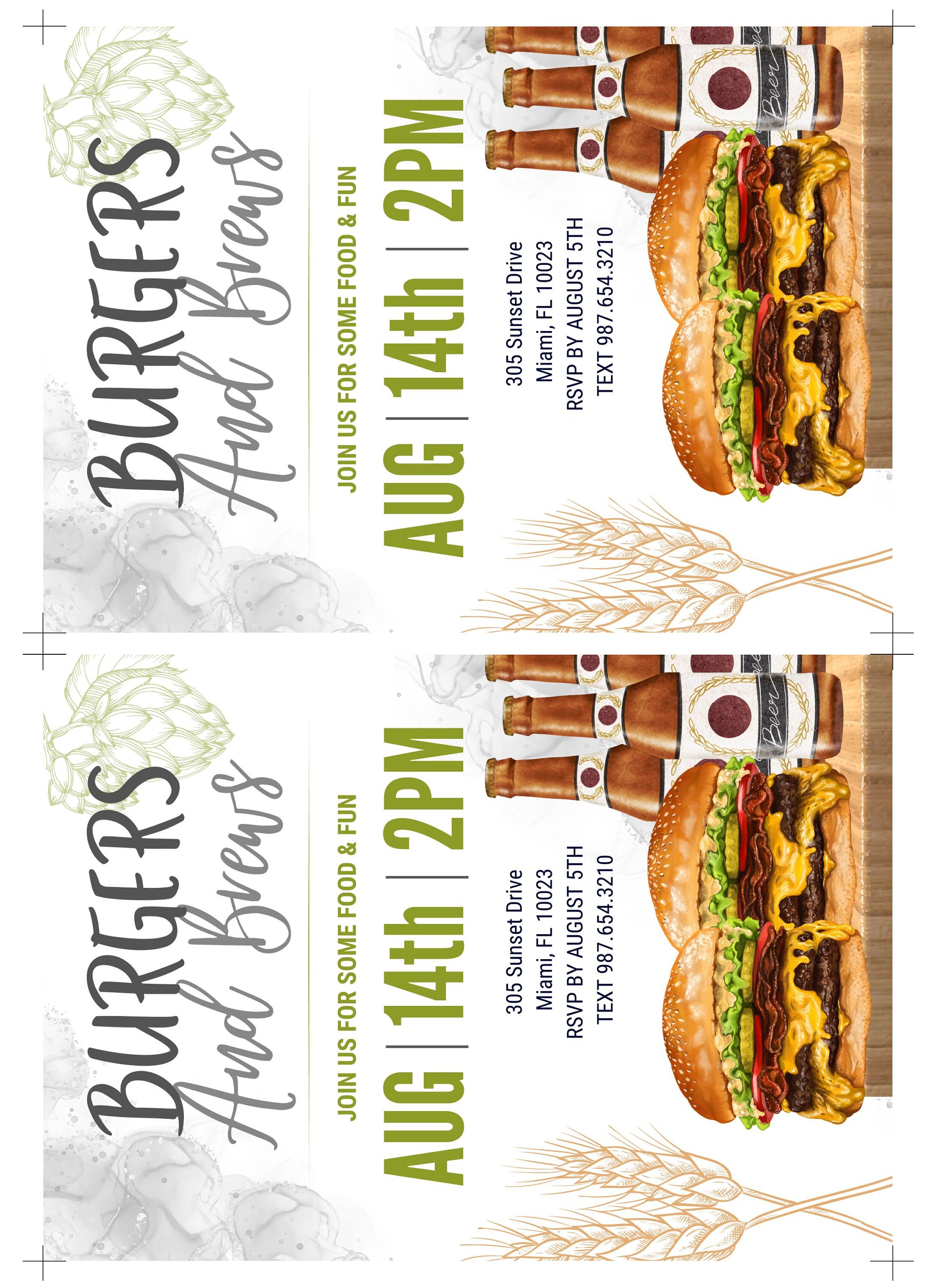 Burgers and Brews Invitation Template Burgers Party Cookout Beer and ...