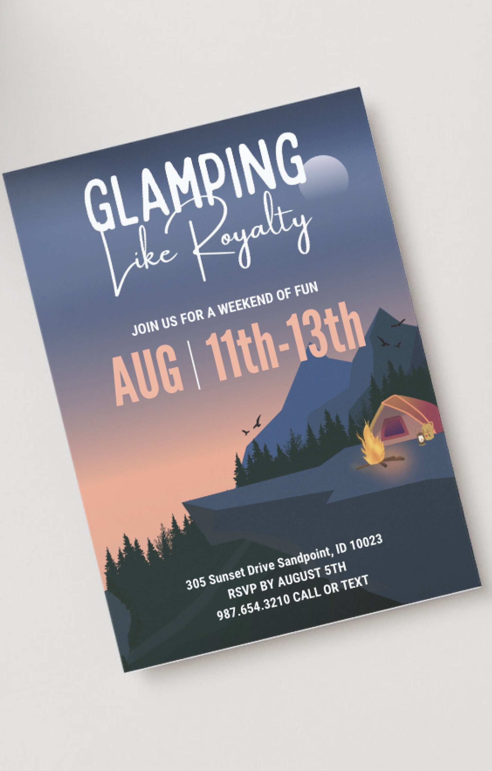 Night Glamping Like Royalty Invitation Template Camping Invitation ...
