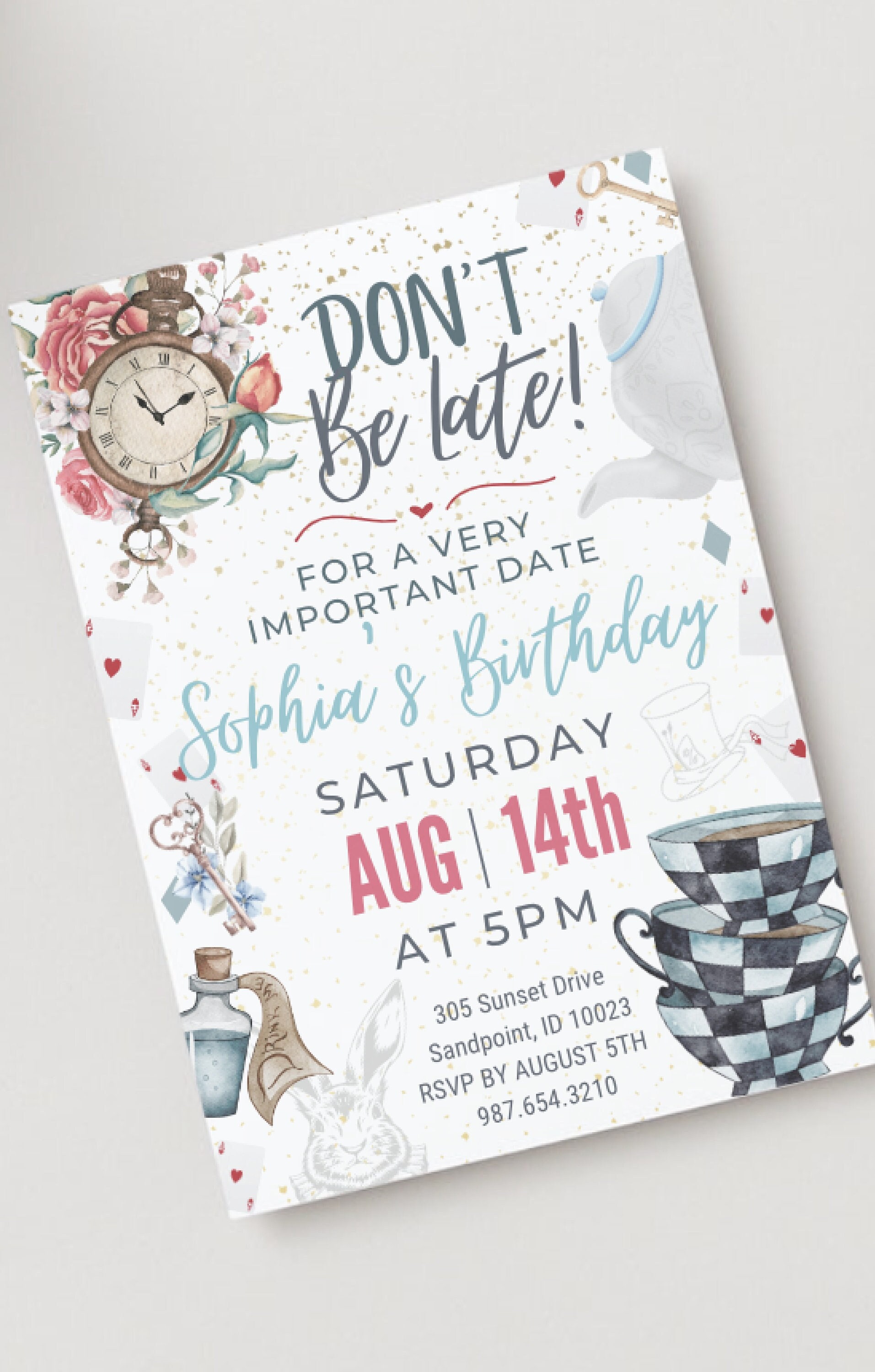Don't Be Late Alice in Wonderland Invitation Template Alice in ...