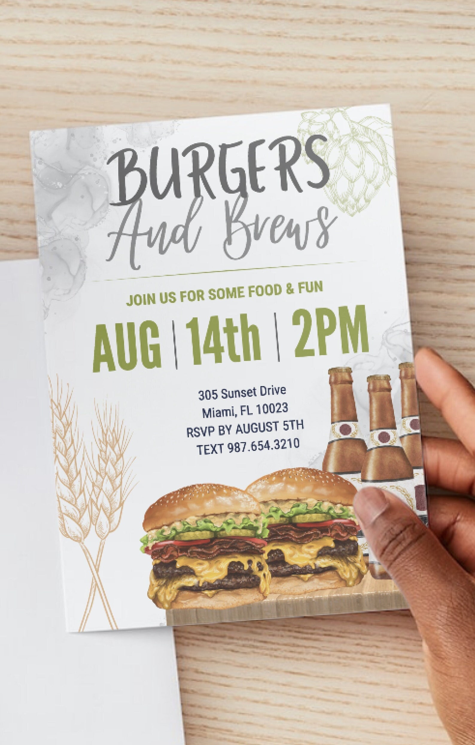 Burgers and Brews Invitation Template Burgers Party Cookout Beer and ...