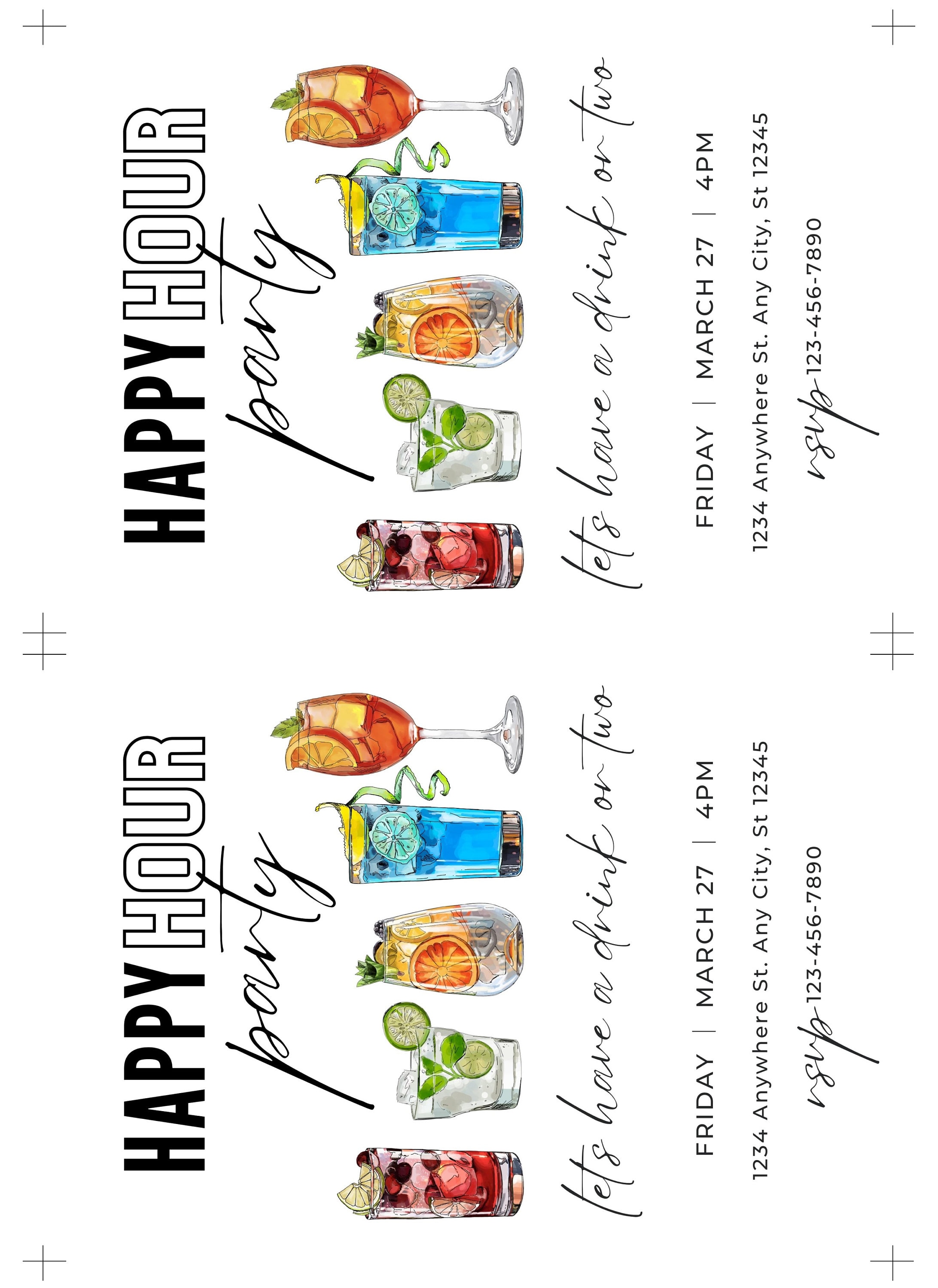 Happy Hour Party Invitation Template Happy Hour After Work Drinks ...