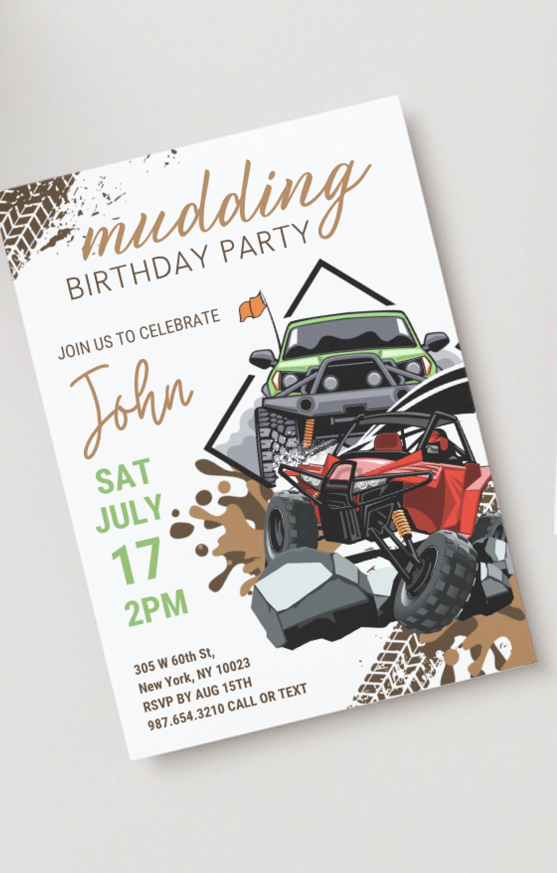 Mudding Birthday Invitation Template Muddin Party ATV Party ATV ...