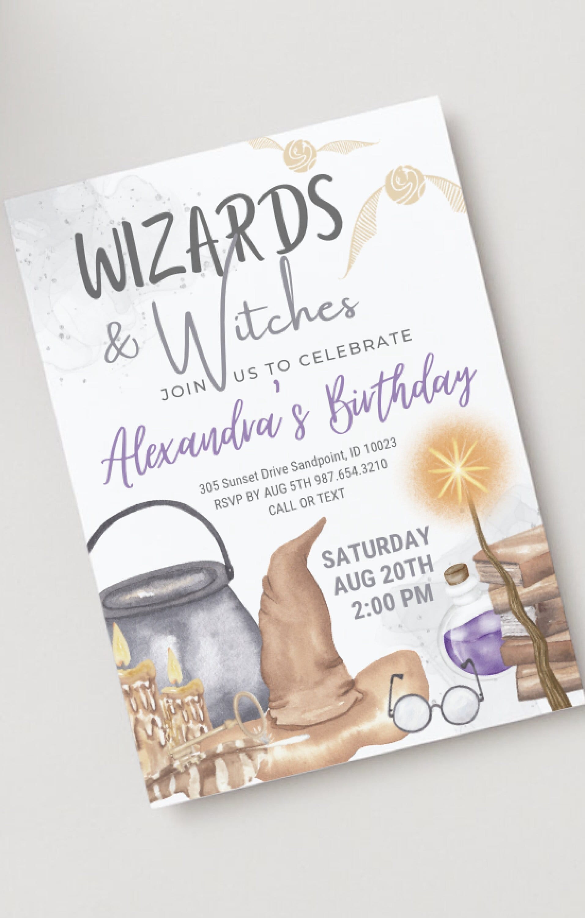 Wizard and Witches Birthday Invitation Template Magical Wizard Birthday ...