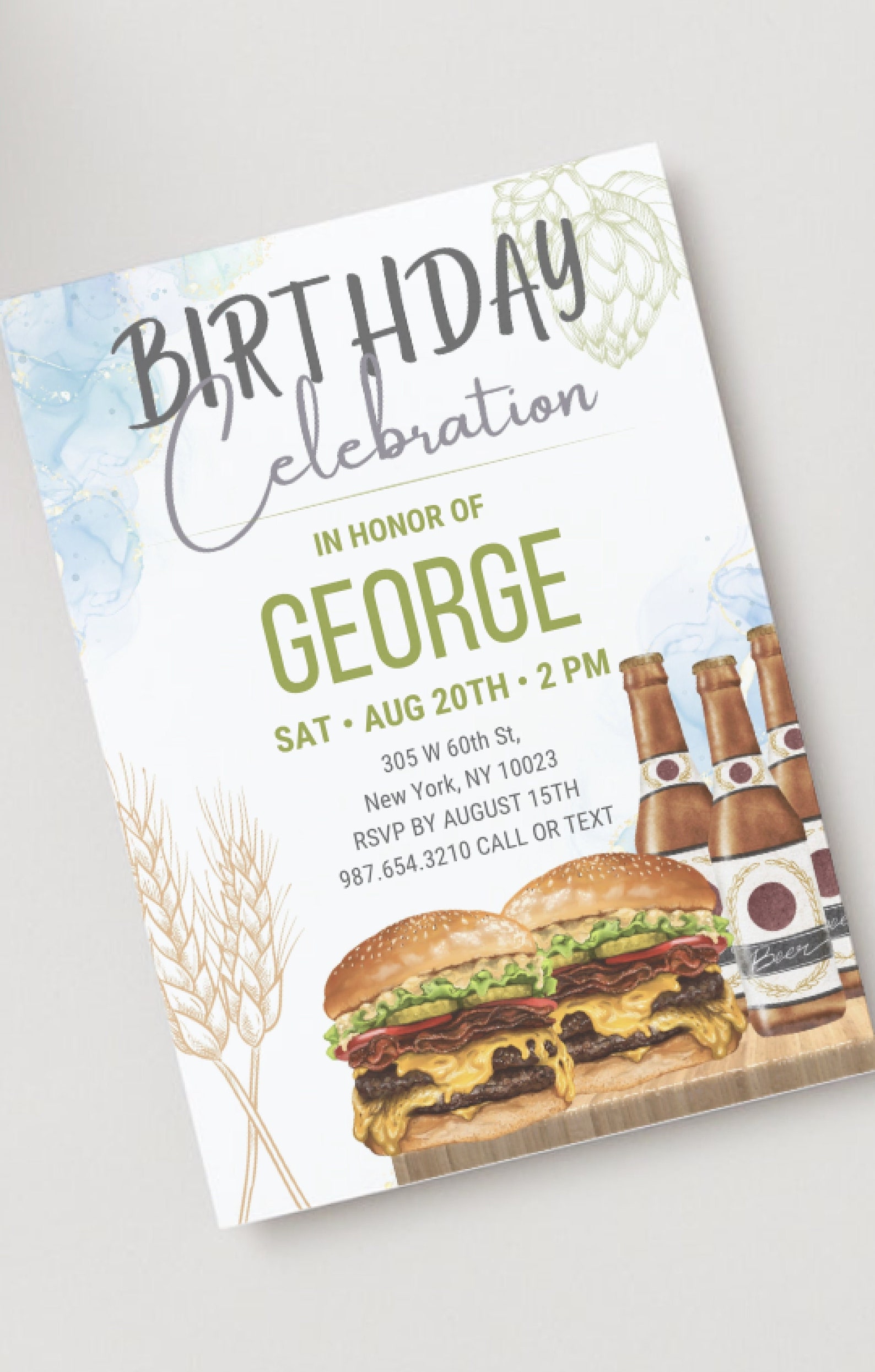 Burgers Birthday Invitation Template Burgers Party Cookout Beer and ...