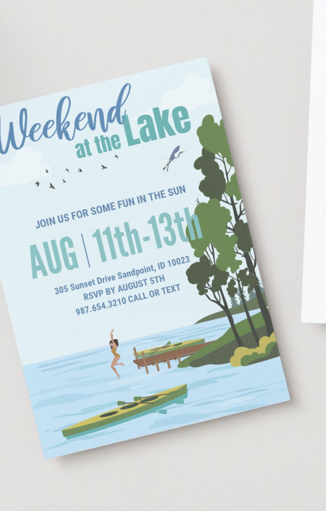 Weekend Lake Party Invitation Template Lake Celebration Cabin - Etsy