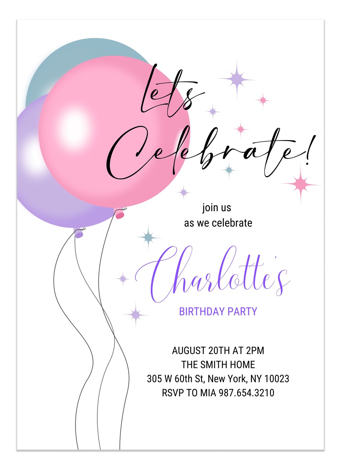 Balloon Celebration Invitation Template Instant Download Editable ...