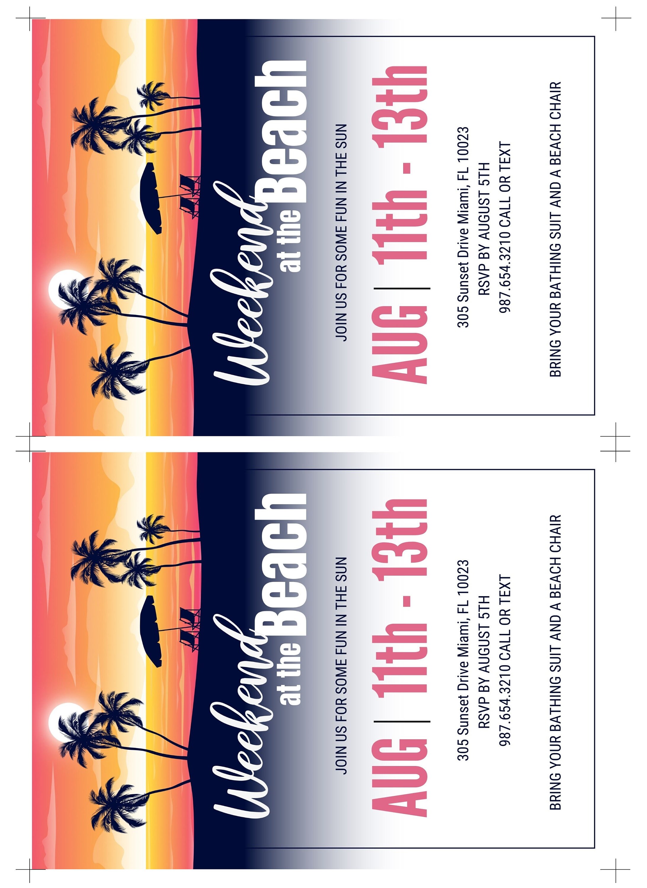 Weekend at the Beach Invitation Template Beach Bash Birthday Party ...