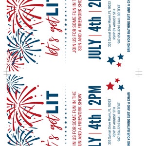 Let's Get Lit Invitation Template Fourth of July Party Independence Day ...
