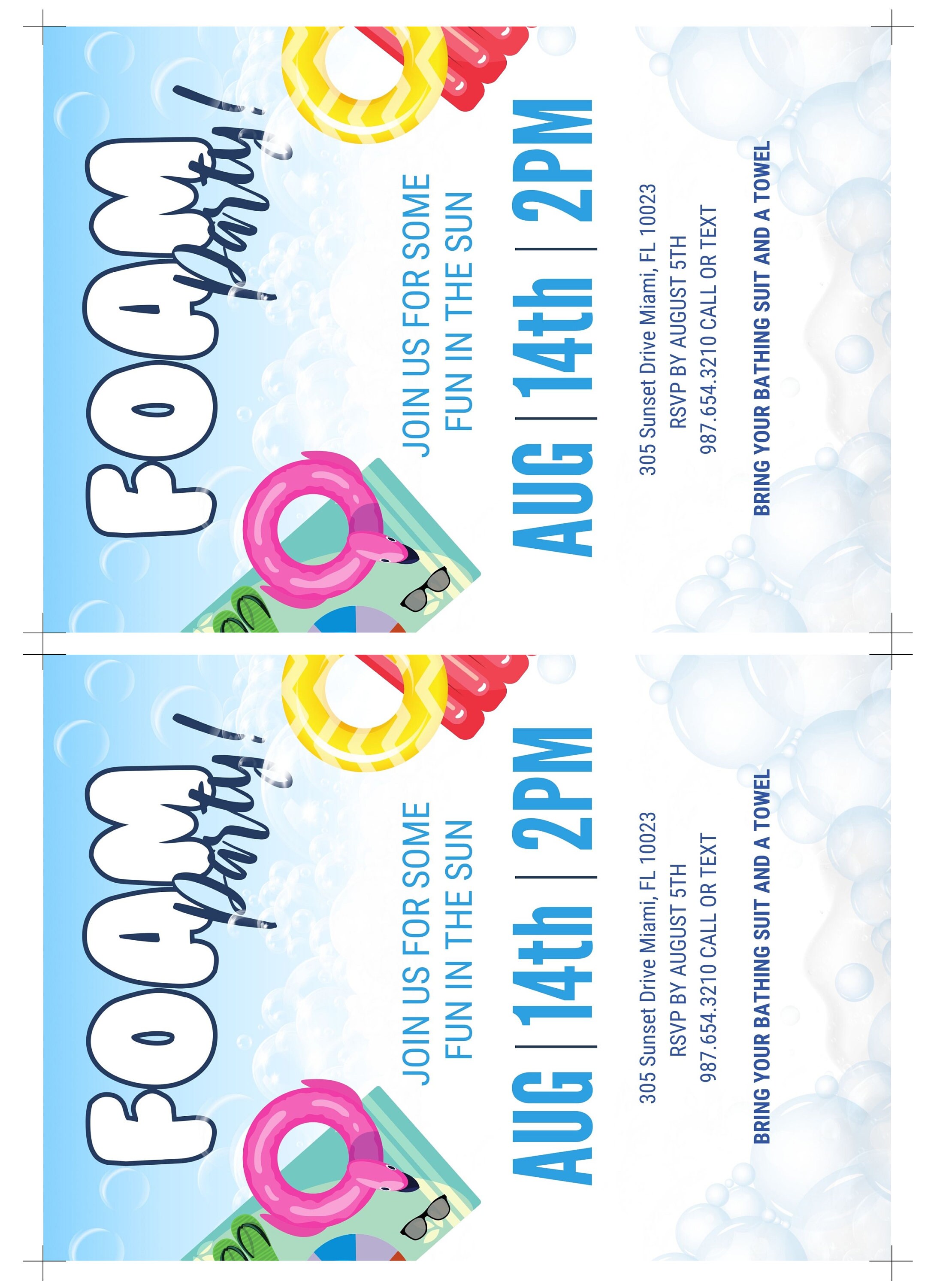 Foam Party Invitation Template Foam Pool Party Splish Splash Foam Party ...