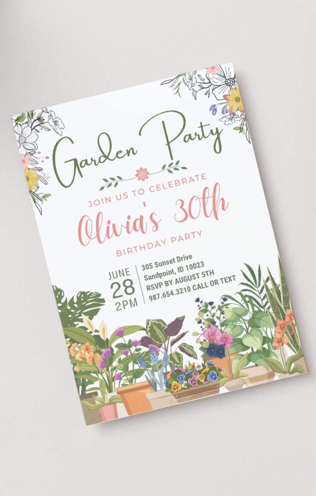 Garden Party Birthday Invitation Template Plant Party Plant Birthday ...