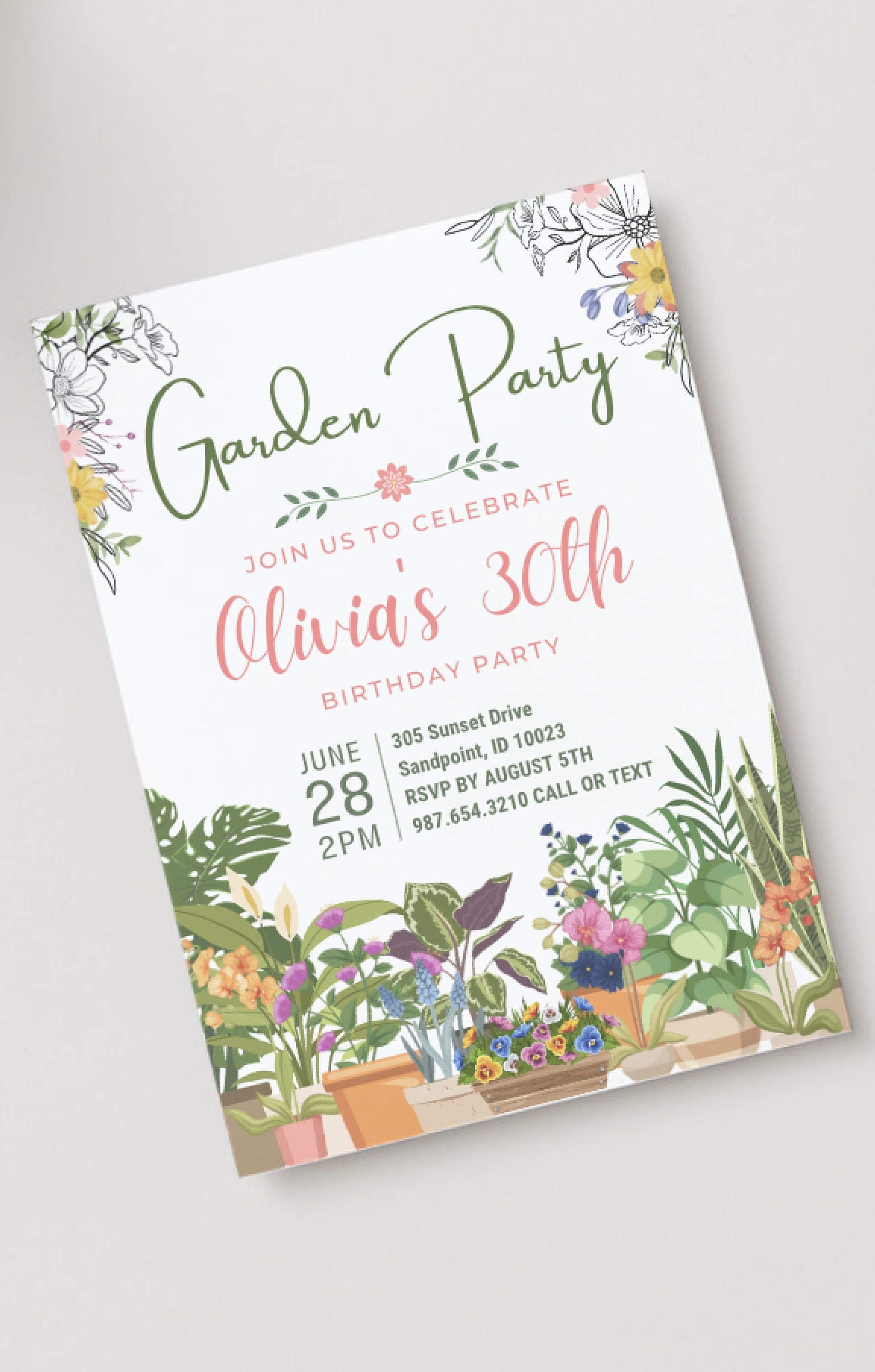 Garden Party Birthday Invitation Template Plant Party Plant Birthday ...