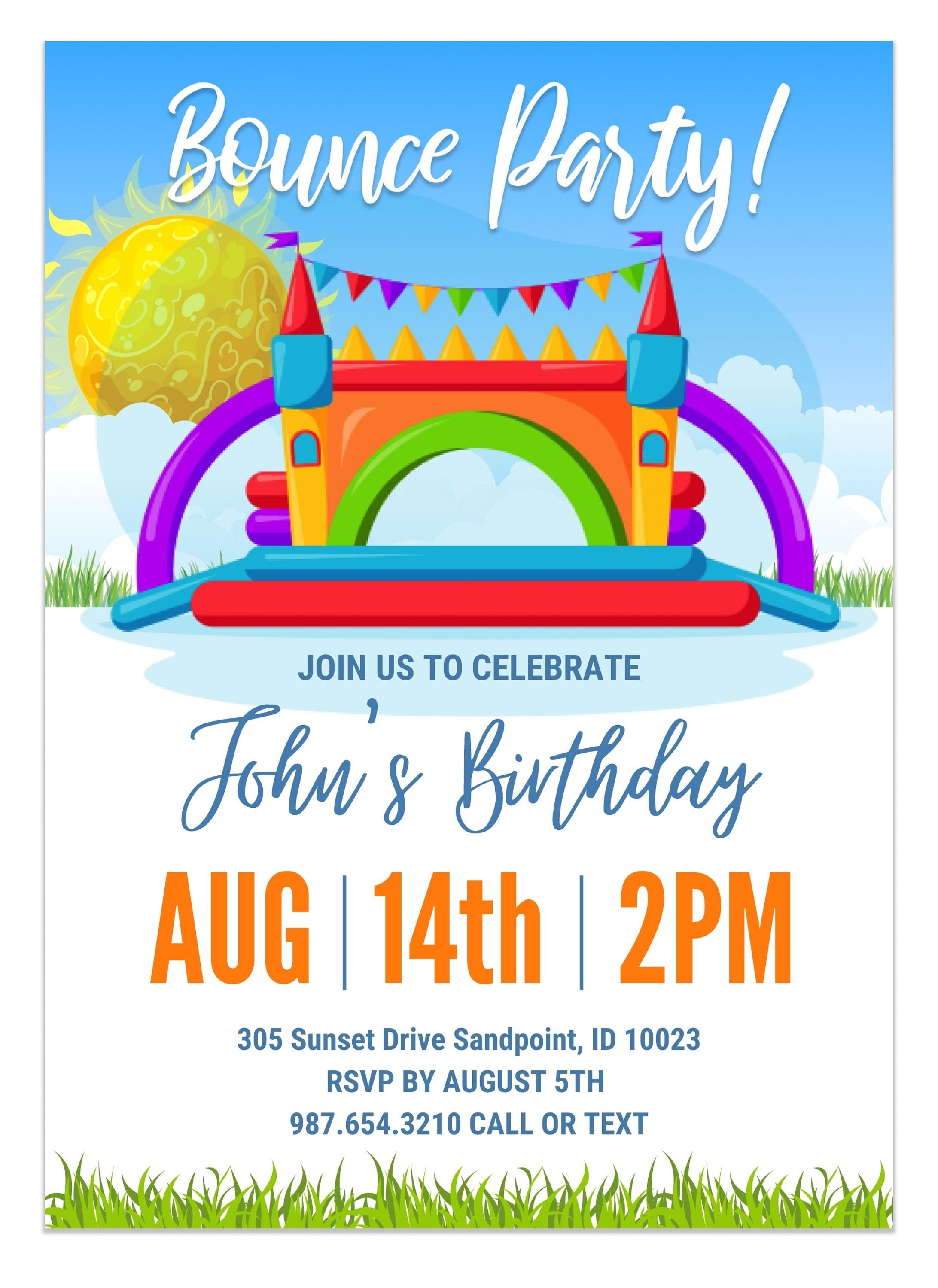 Bounce House Birthday Invitation Template Bounce Party Bounce Birthday ...