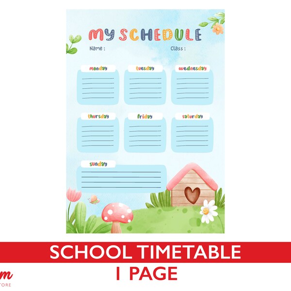 School Timetable Printable - Etsy