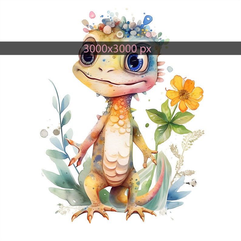 Lizard Illustration Bundle Watercolor Animal Clipart Digital - Etsy