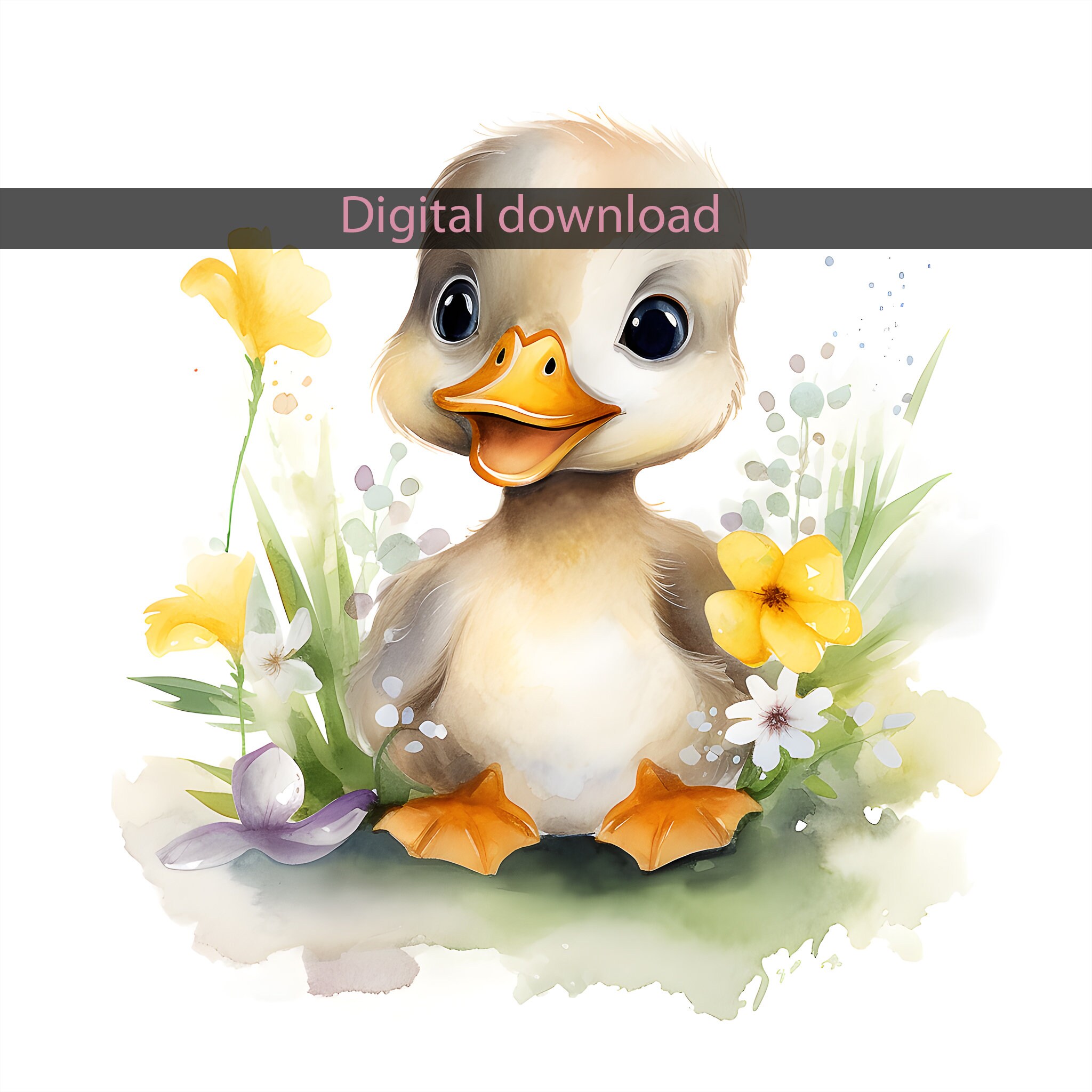 Baby Duck Bundle, Watercolor Animal Clipart, Digital Downloads, Baby ...