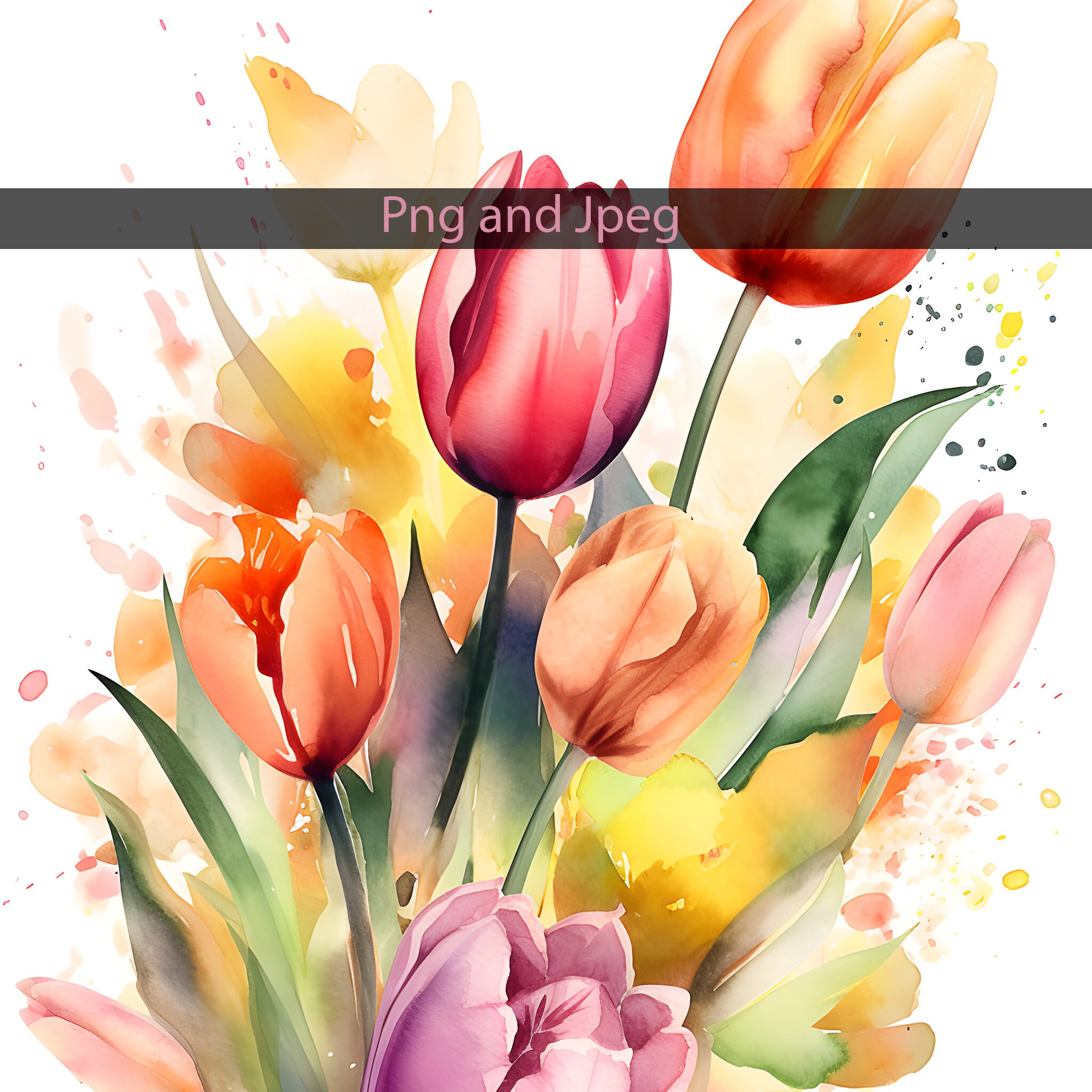 Tulip Illustrations Bundle, Watercolor Floral Designs, Digital ...