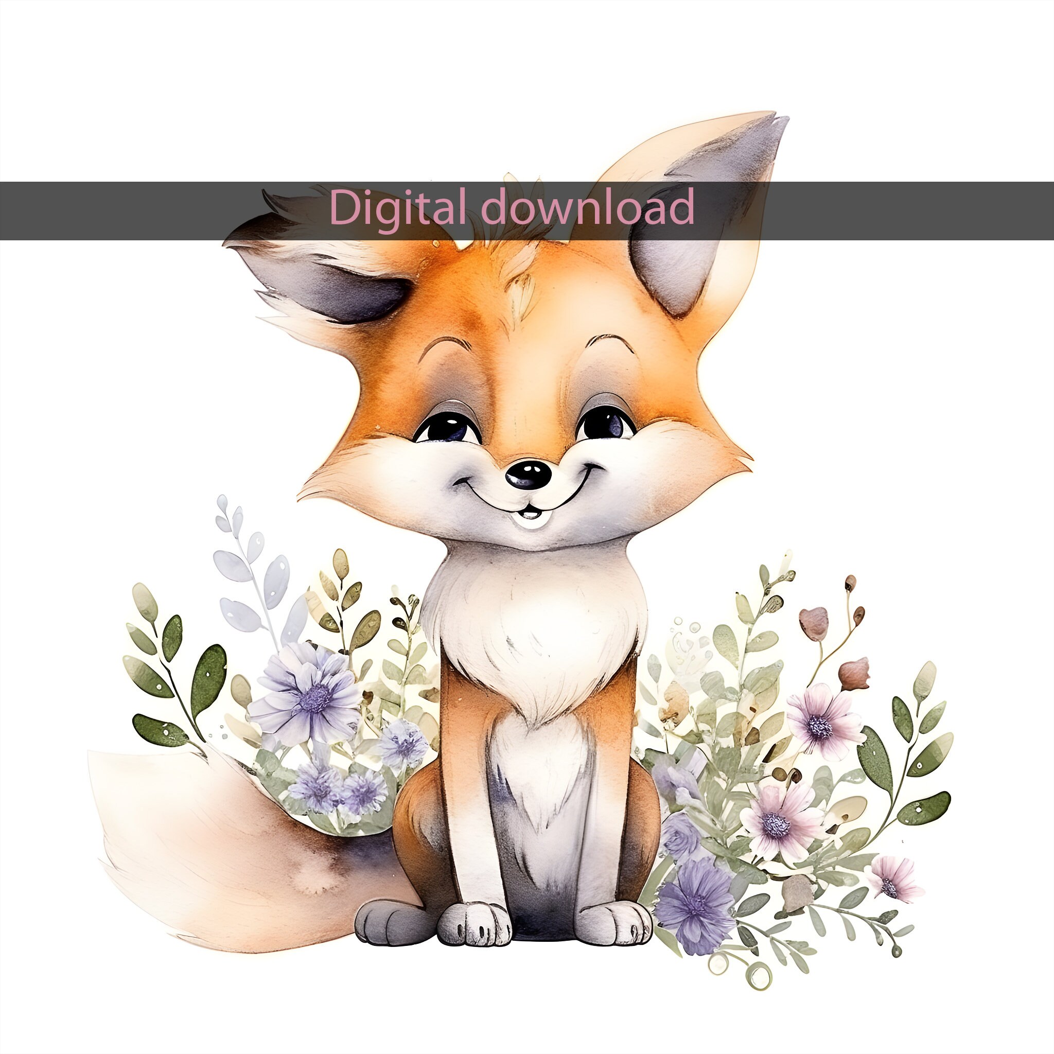 Fox Illustration Bundle, Watercolor Animal Clipart, Digital Downloads ...