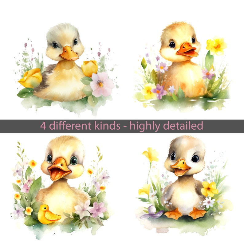 Baby Duck Bundle, Watercolor Animal Clipart, Digital Downloads, Baby ...