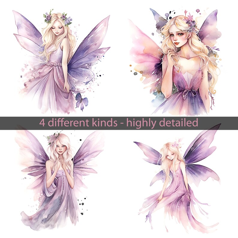 Fairy Illustrations Bundle, Watercolor Animal Clipart, Digital ...