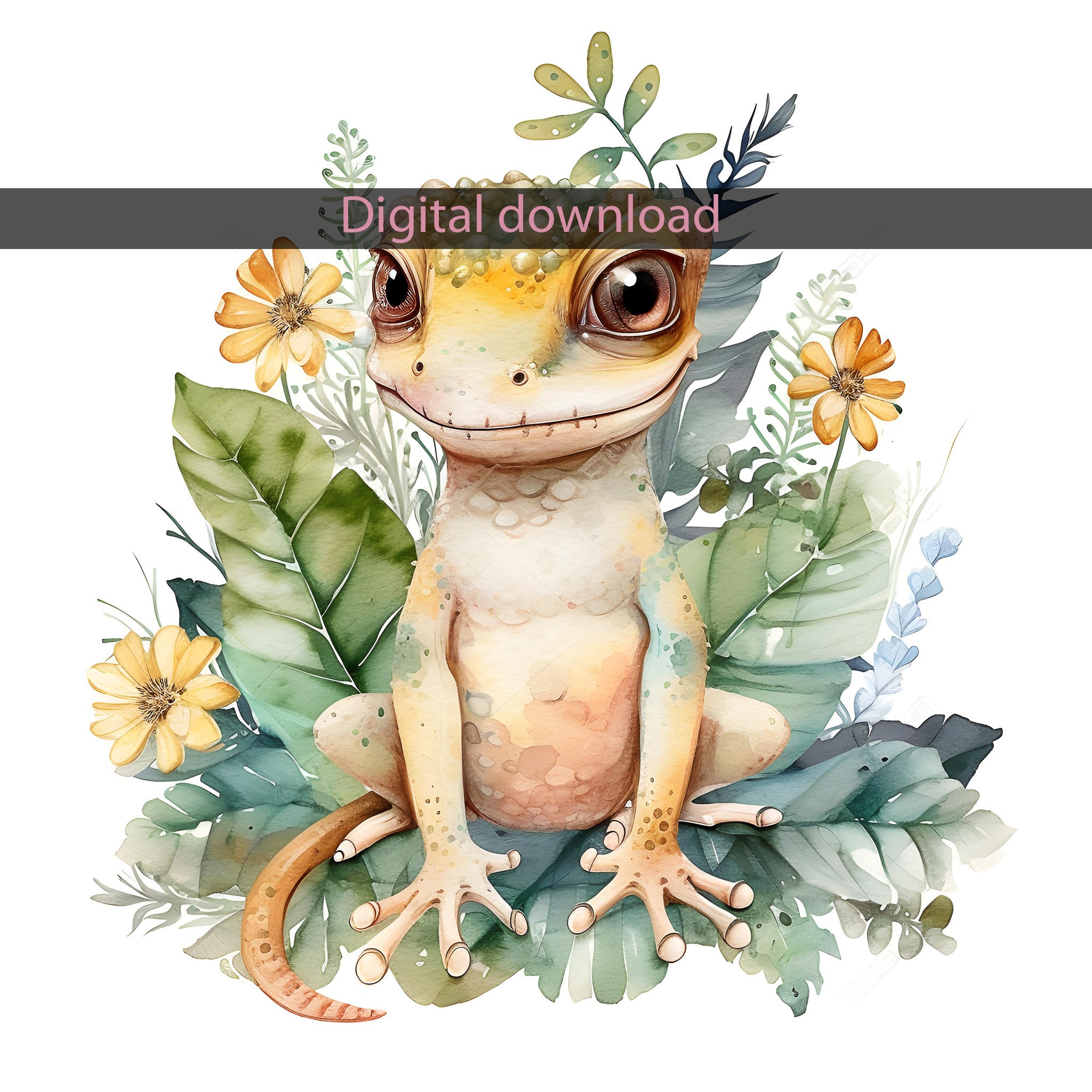Lizard Illustration Bundle, Watercolor Animal Clipart, Digital ...