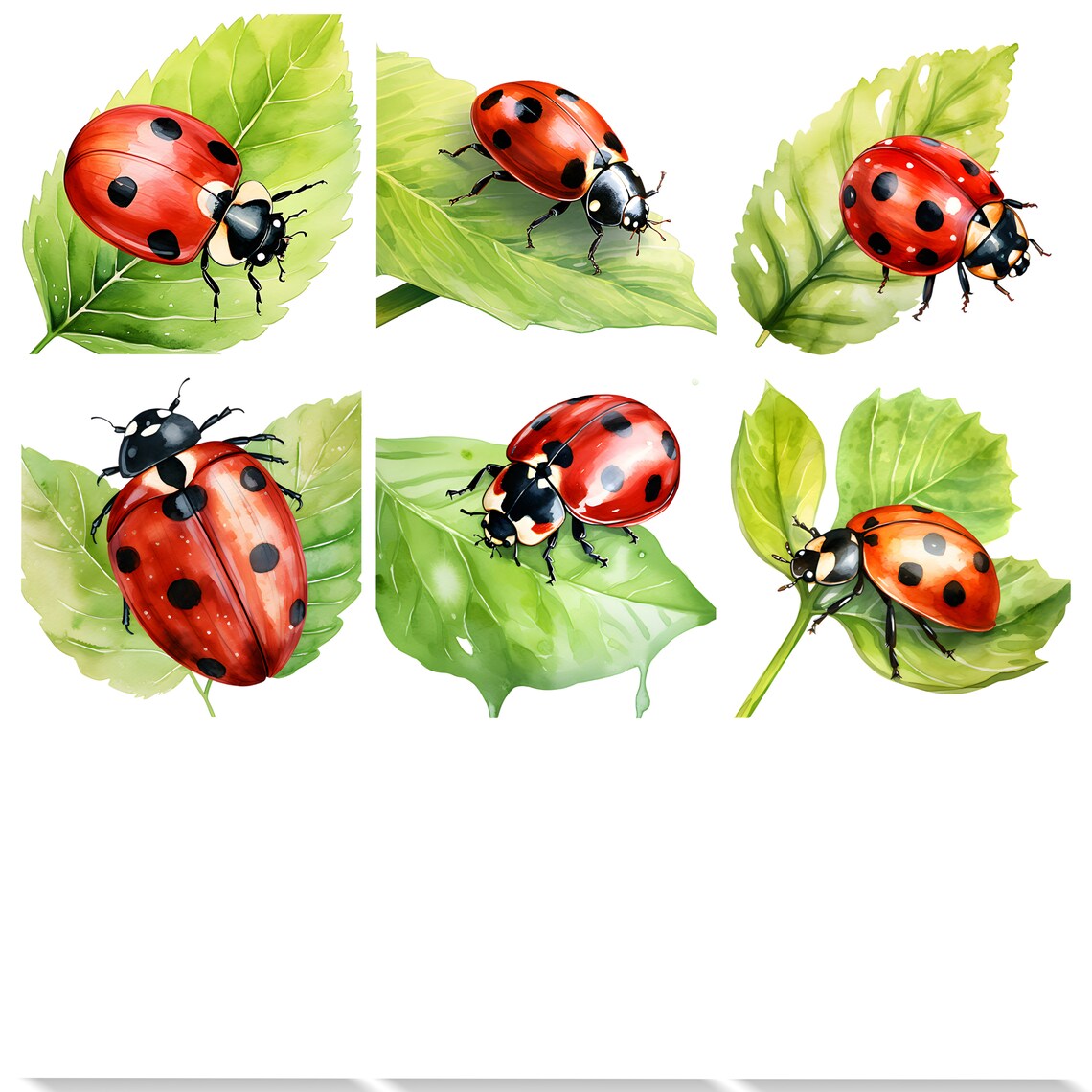 24 Ladybug Clipart, Illustrations Bundle, Watercolor Clipart, Digital ...