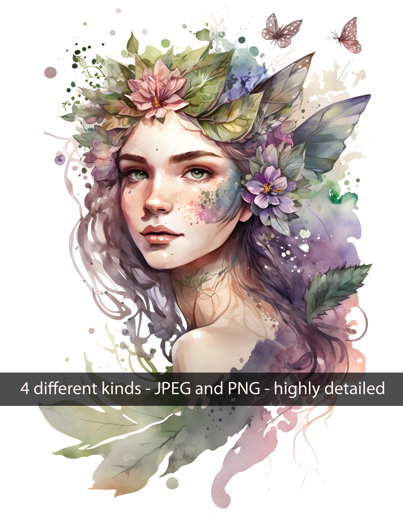 Fairy Illustrations Bundle, Watercolor Animal Clipart, Digital ...