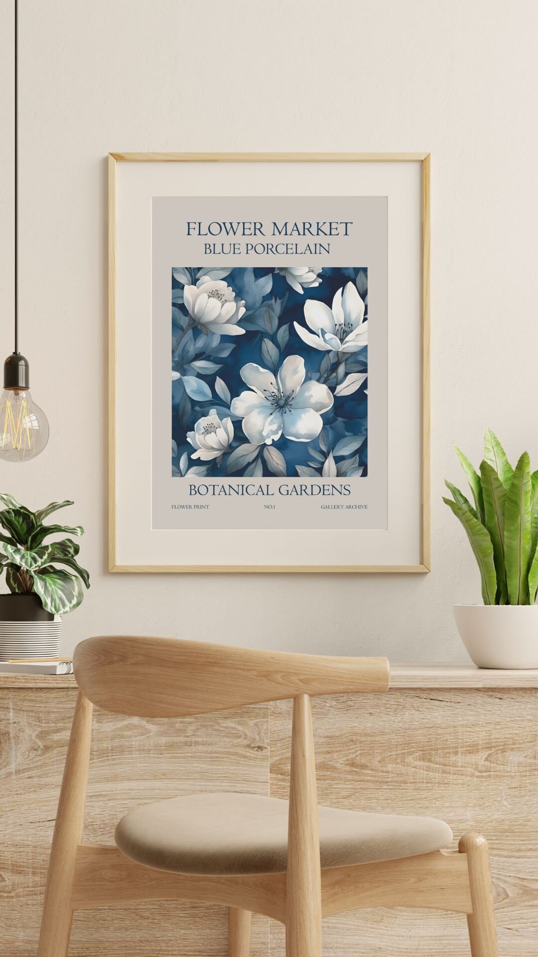 Flower Market Print, Printable Wall Art, Flower Market Poster, Blue ...